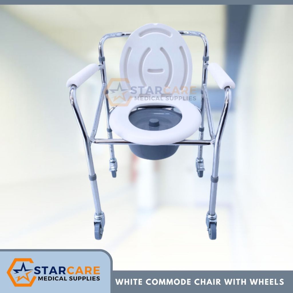 White Commode Chair with Wheels | Shopee Philippines