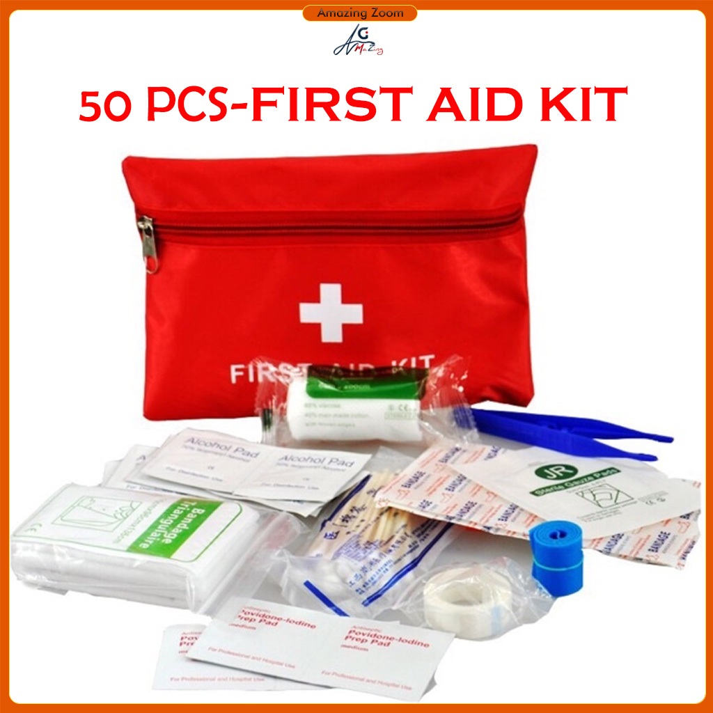 Portable 50Pcs/Set First Aid Kit Case Waterproof Family Travel Emergency Medical Treatment ...