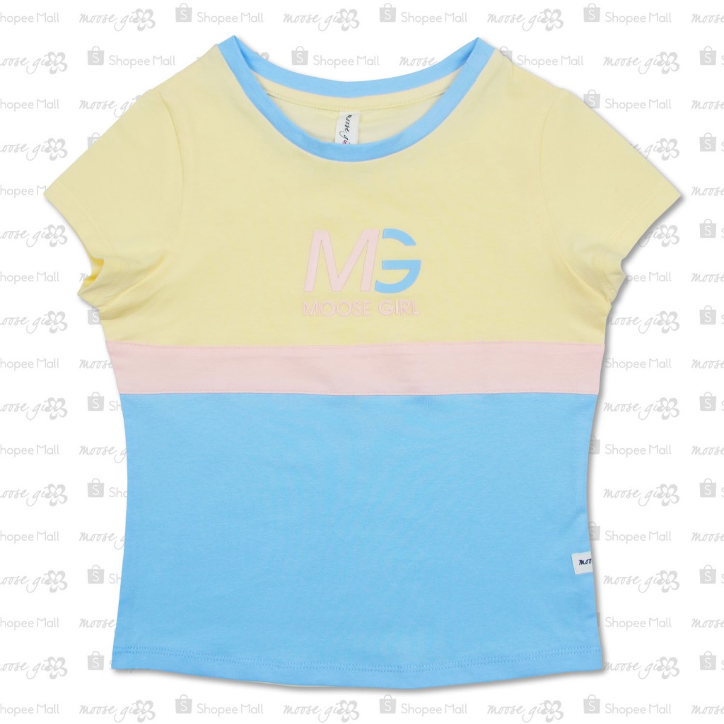 Moose Girl Cream & Powder Blue Combi Blouse With Print Details (GSBL ...