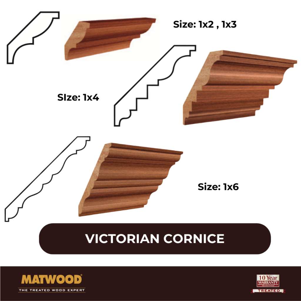 Matimco Matwood Solid Moulding VICTORIAN CORNICE 8 Feet | Shopee ...