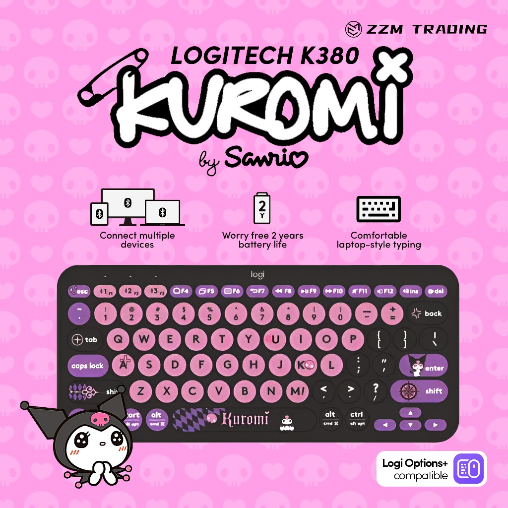 Logitech K380 Kuromi & Line Friends Edition 2-Year Battery Wireless Non ...