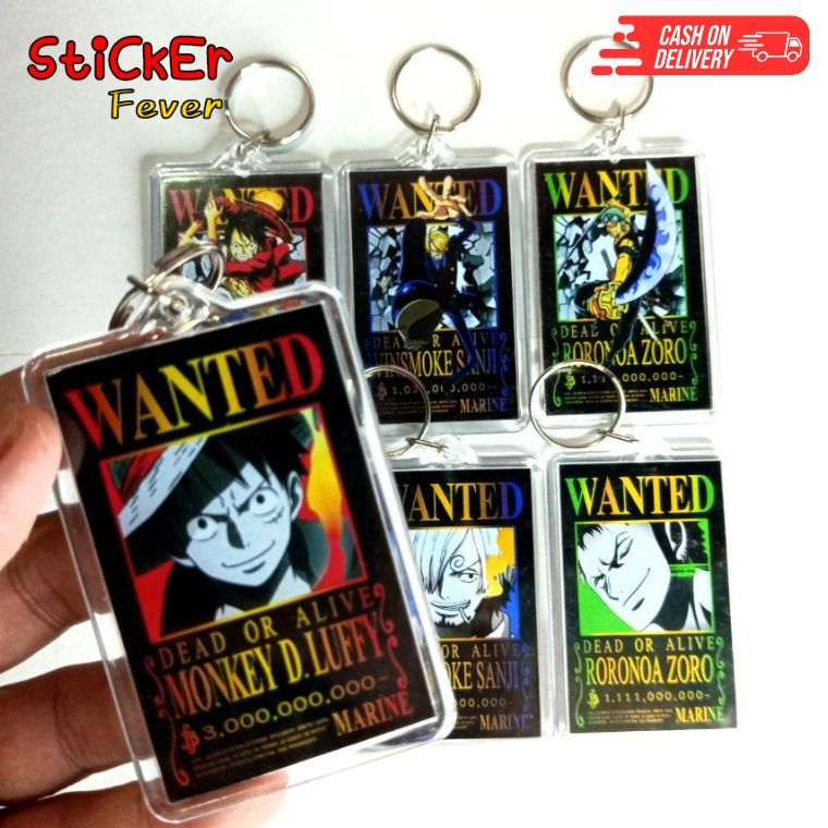 Sticker Fever One Piece wanted Poster Acylic Keychains Souvenirs Bag ...