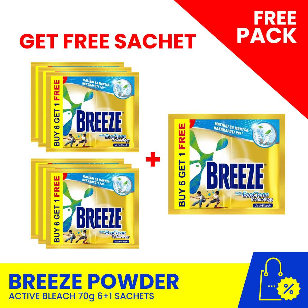 BREEZE Powder Active Bleach with Eco Clean Technology 70g 6+1 sachets ...