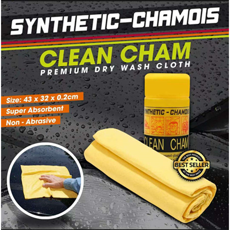 Original Cham Clean Towel Synthetic Chamois ( Yellow plastic box ...