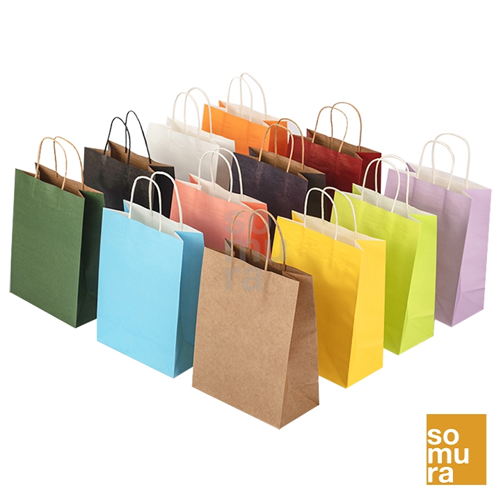 Thick Colored Kraft Paper Bags with Twist Handle 130GSM | Shopee ...