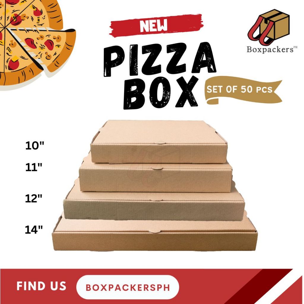 Corrugated Pizza Box (50pcs/bundle) 10 / 11 / 12 / 14 inches GENERIC ...