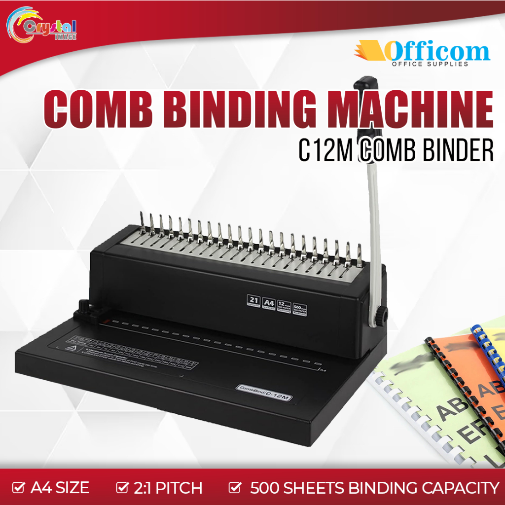 Officom Plastic Comb Ring Binding Machine C12M Binder Machine Punch and ...
