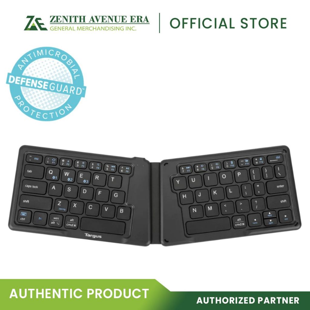 Targus AKF003 Ergonomic Foldable Bluetooth® Antimicrobial Keyboard ...