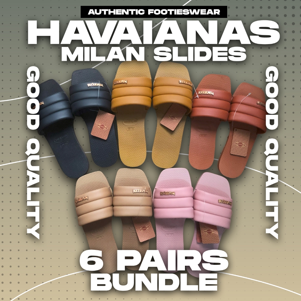 PER BUNDLE HAVAIIANAS MILAN Square Toe Slides Mall Quality Rubber ...