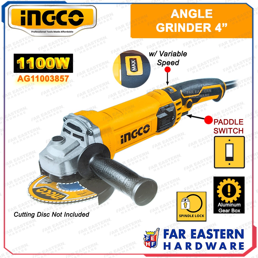 INGCO Angle Grinder 4" Paddle Switch 1100W AG11003857 INPTCD | Shopee ...