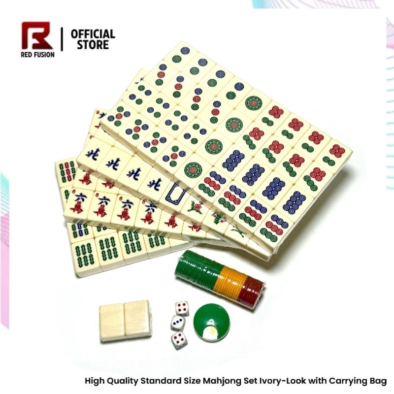 High Quality Standard Size Mahjong Set Ivory-Look with Carrying Bag ...