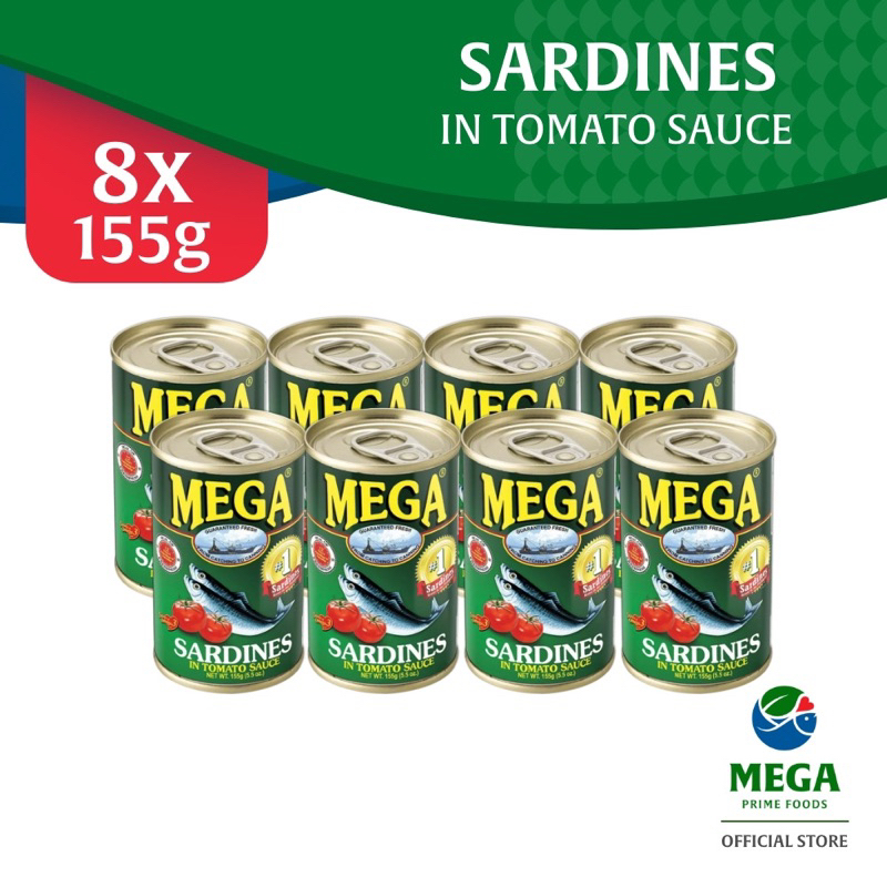 MEGA Sardines in Tomato Sauce 155G By 8's | Shopee Philippines