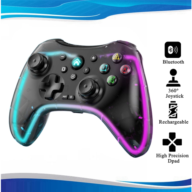Ovleng S03 Rgb Transparent Wireless Game Controller Compatible P4, P3, Switch, PC Android And I ...