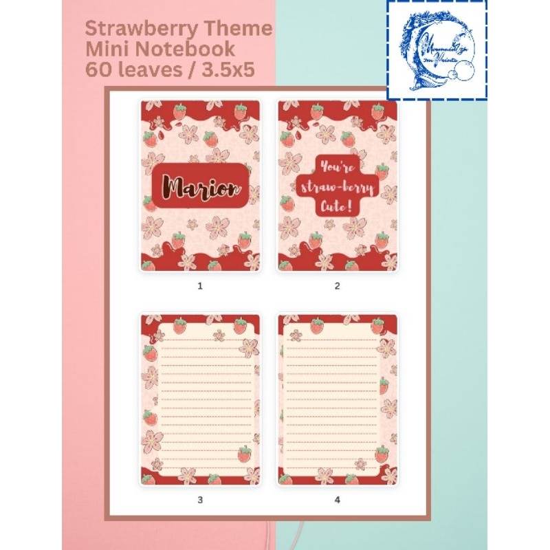 Strawberry Theme Mini Notebook / Tickler (Personalized) | Shopee ...