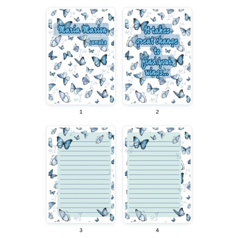 Blue Butterfly/Dolphin Theme Mini Notebook / Tickler (Personalized ...