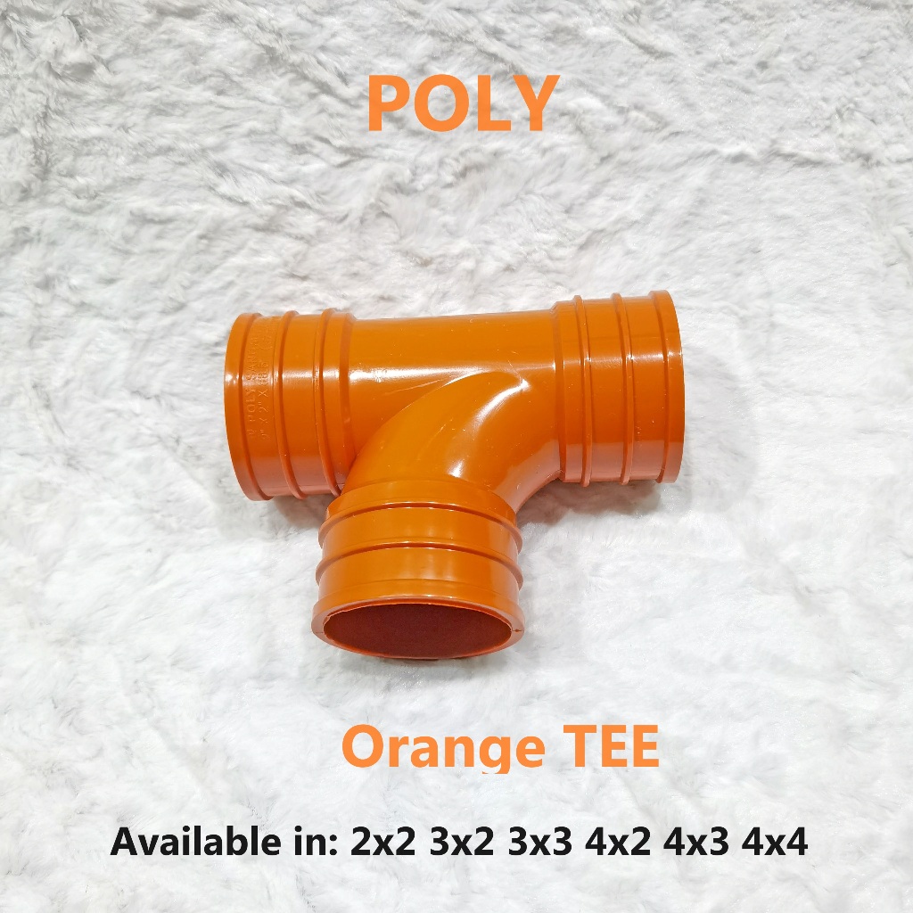 POLY PVC Orange Sanitary TEE 2x2 3x2 3x3 4x2 4x3 4x4 " T Plastic Pipe ...