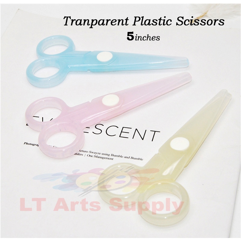 Transparent plastic scissors 5inches round head children's safety ...