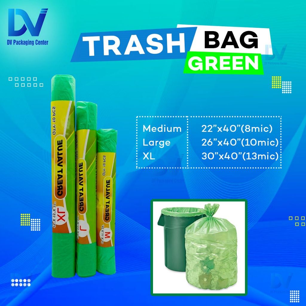Secure Trash Bag - Green (M, L, XL,) - 1 Roll x 10pcs | Shopee Philippines