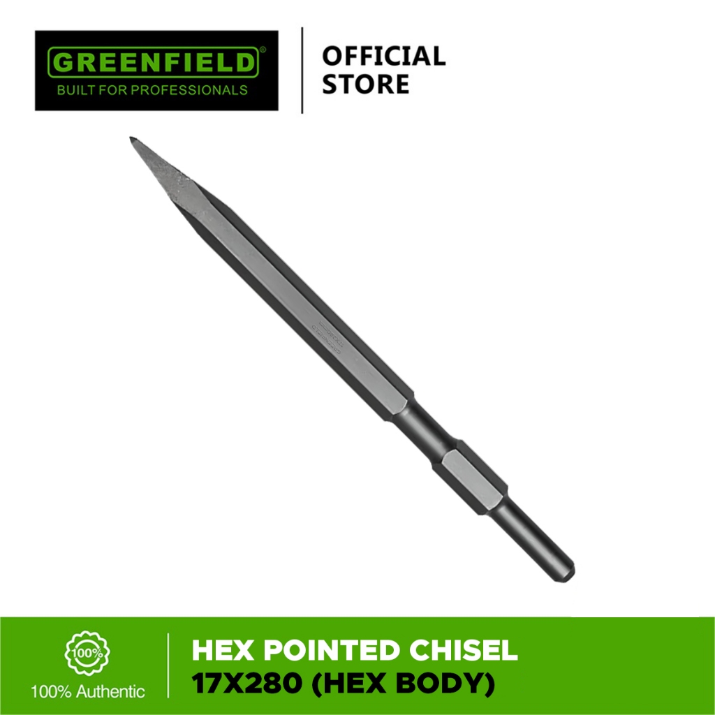Greenfield Hex Pointed Chisel 17mm X 280mm (Hex Body) - Tools ...