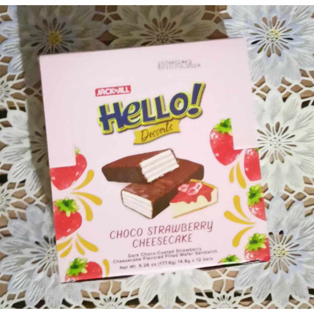 Hello! Desserts Choco Strawberry Cheesecake 1 Box (12 bars) | Shopee ...