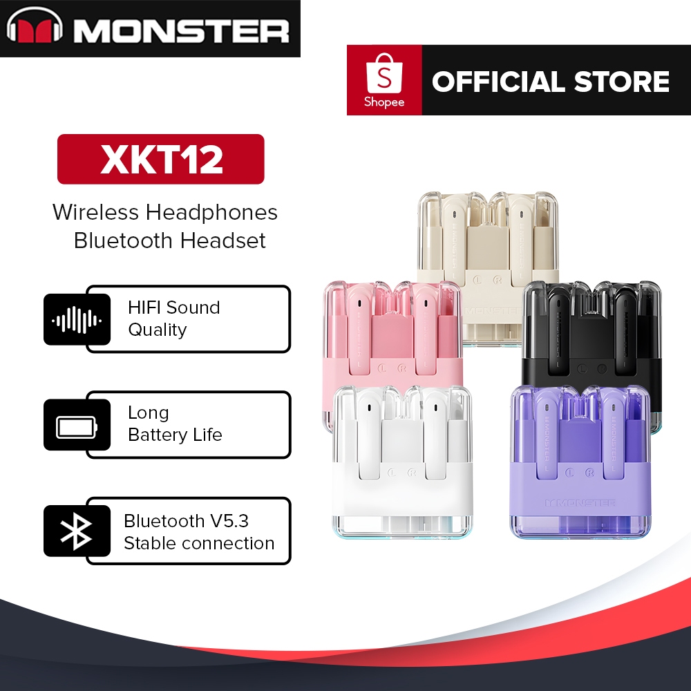 Monster XKT12 True Wireless Earbuds ENC Noise Canceling Bluetooth 5.3 ...