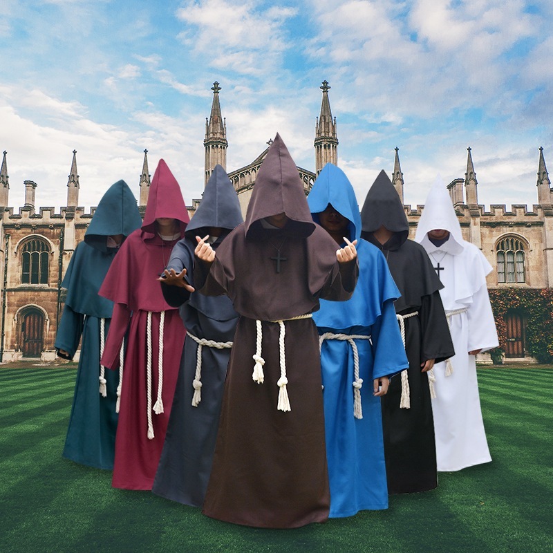 Hnb Medieval Monks Hooded Priest Robe Wizard Halloween Cosplay Costume ...