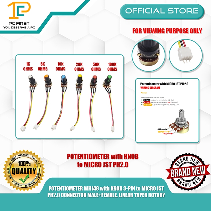 PC FIRST POTENTIOMETER WH148 with KNOB 3-PIN to MICRO JST PH2.0 ...