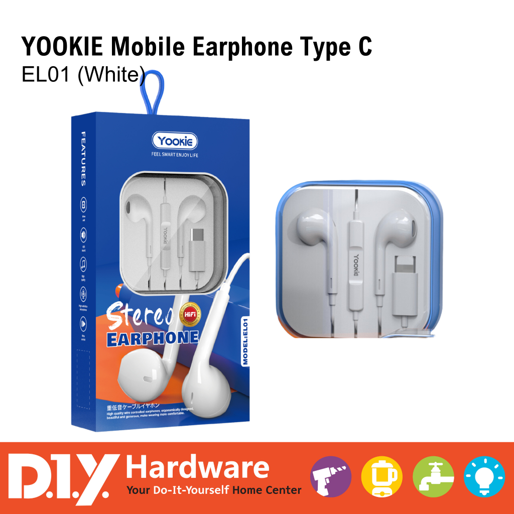 YOOKIE Mobile Earphone Type C EL01 (White) | Shopee Philippines
