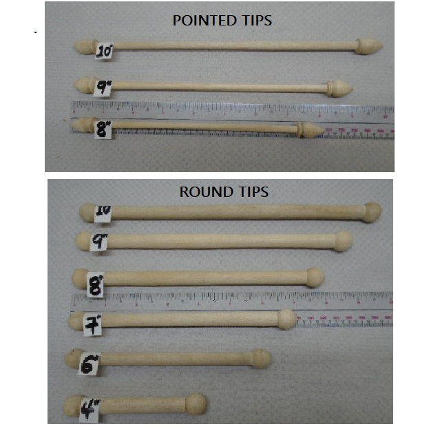 50 PAIRS (100pcs) Wooden Scroll / Rods / Dowels (Round or Pointed tips ...