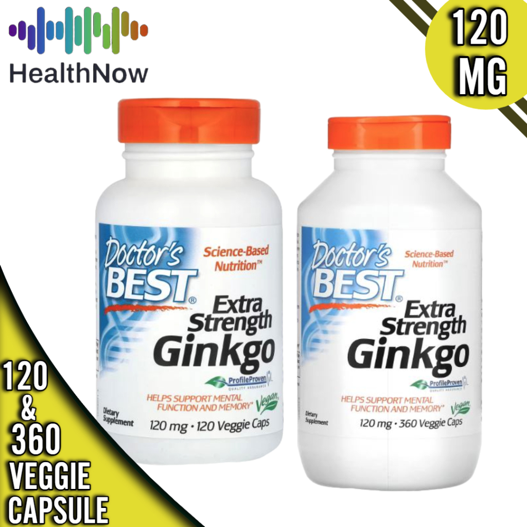 Doctors Best Extra Strength Ginkgo 120 mg 120 Veggie Caps or 360 Veggie ...