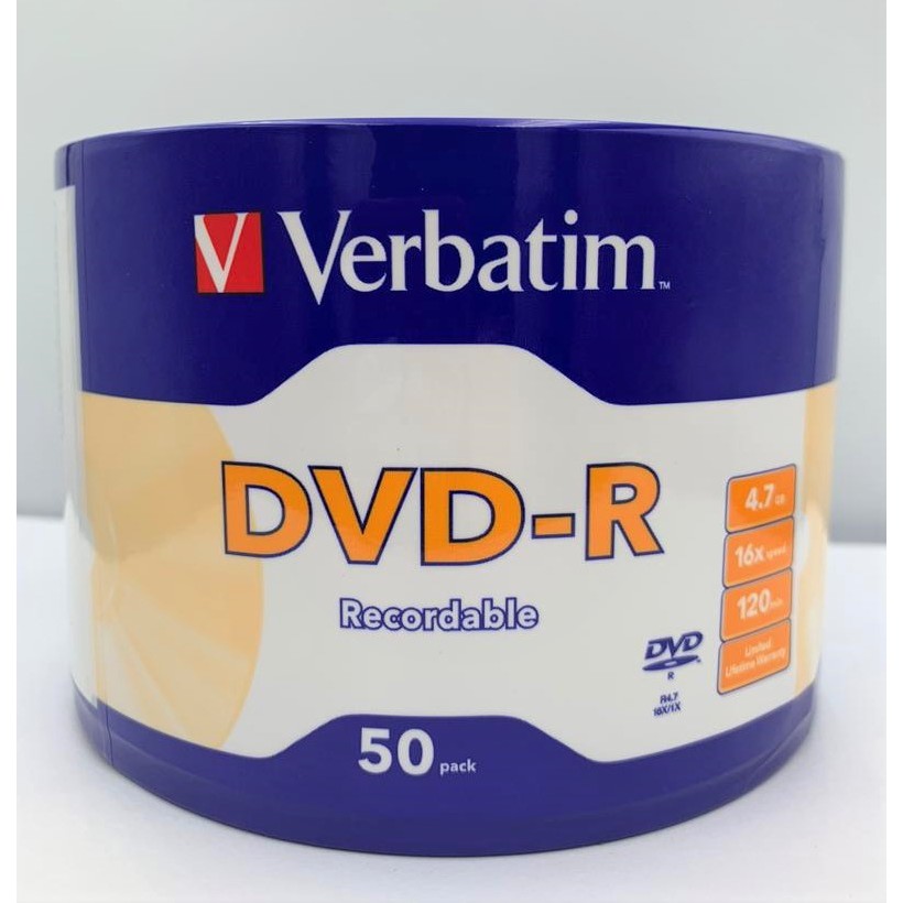 Verbatim DVD-64046 DVD-R One-Time Record 16x/4.7GB/120min/50pcs per Shrink Wrap/Blank Media ...