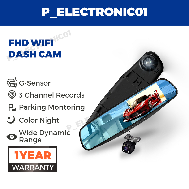 4.3 Car Camera Dash Cam Mirror Car Video Recorder Full HD 1080P Car ...