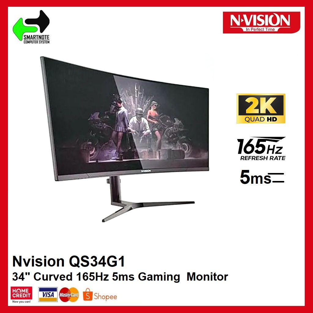 Nvision QS34G1 34 Inches 165Hz VA Gaming LED Curved Monitor | Shopee ...