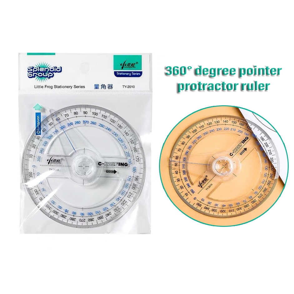 360° degree pointer protractor ruler angle knife swivel arm for school ...
