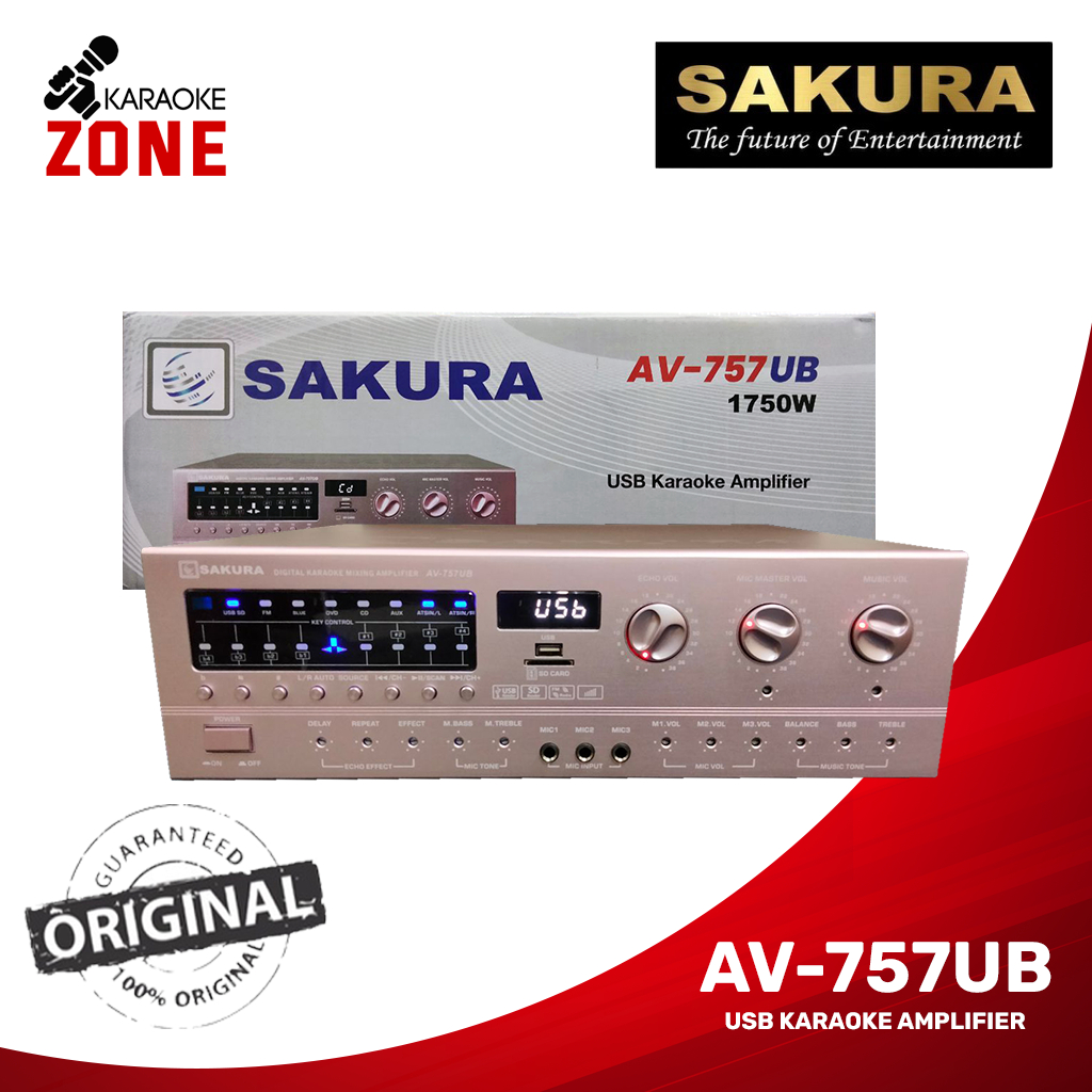 Sakura AV 757UB / 1750W x2 / USB Karaoke Amplifier / Sakura Amplifier / Karaoke Amplifier ...
