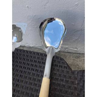EXTRA LARGE LADDLE/SANDOK STAINLESS WITH HARD WOOD QUALITY HANDLE Pang ...