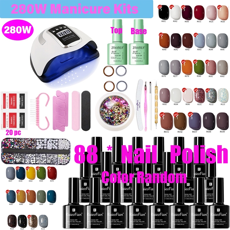 Gel Nail Polish Complete Set with 120W UV Lamp Gel Nail Art Kit Tool ...