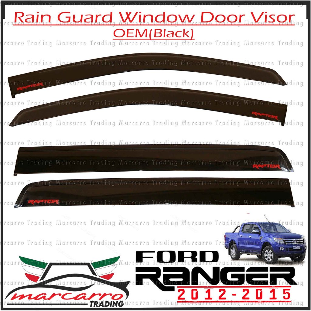Ford Ranger 2012-2015 OEM Black Rain Guard Window Visor (Red Raptor ...