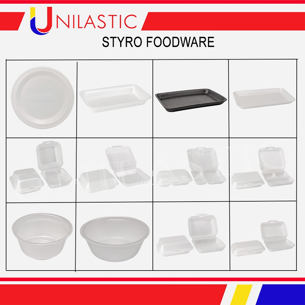 STYRO FOODWARE (MEAL BOXES, TRAYS, BOWLS, PLATES,) - 100 PCS | Shopee ...