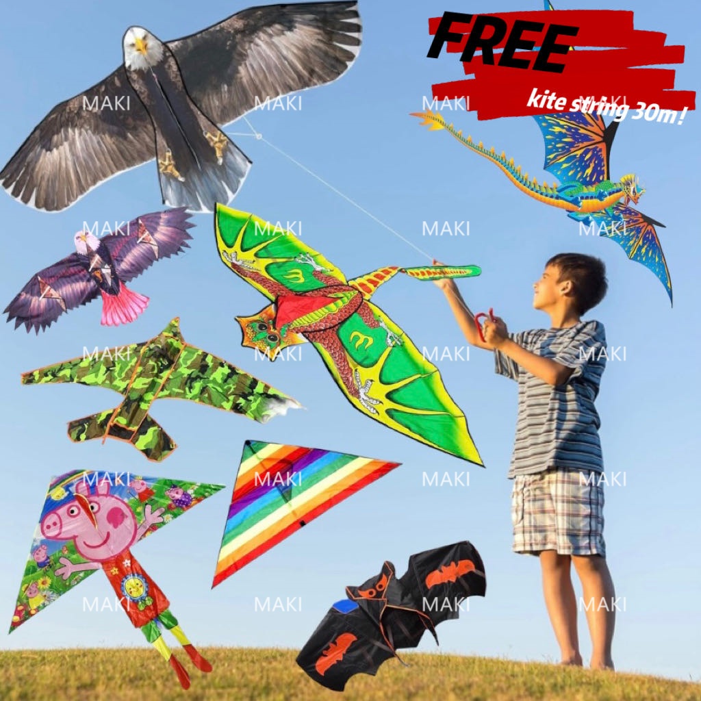 Big kite for kids with srting saranggola malaki long tail rainbow kite ...