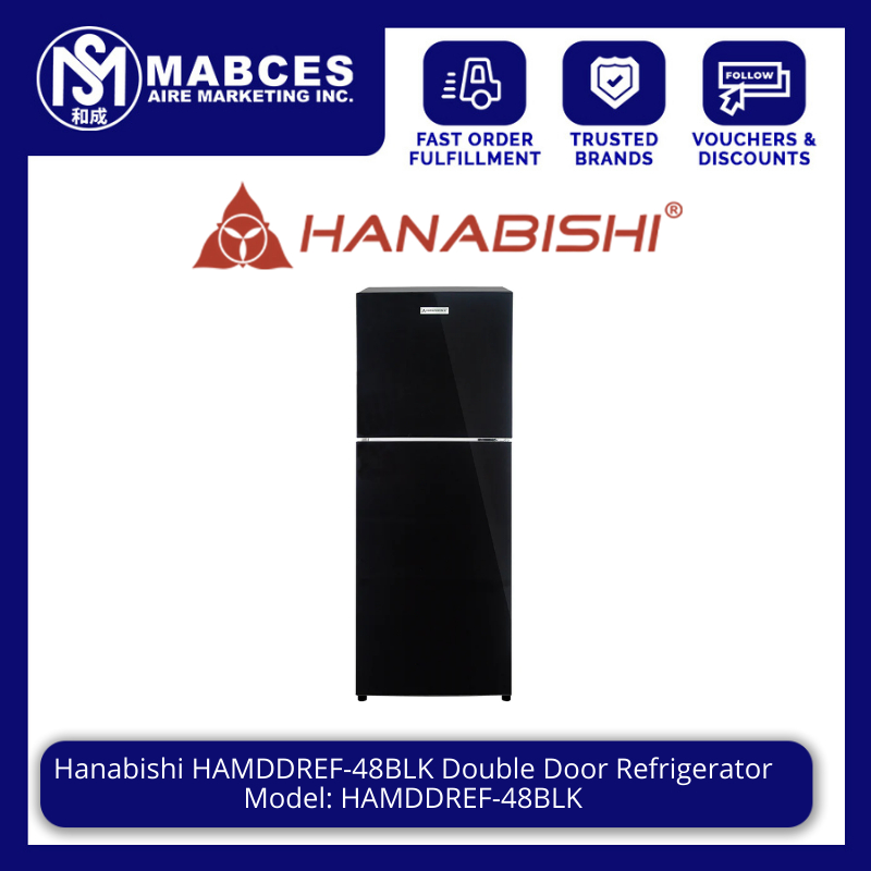 Hanabishi HAMDDREF-48BLK Double Door Refrigerator | Shopee Philippines