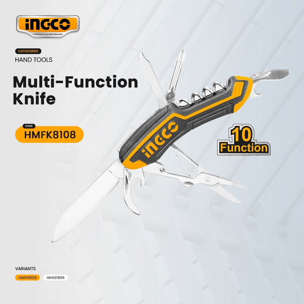 Ingco Multi-Function Knife with 10 Functions Ergonomic Handle HMFK8108 ...