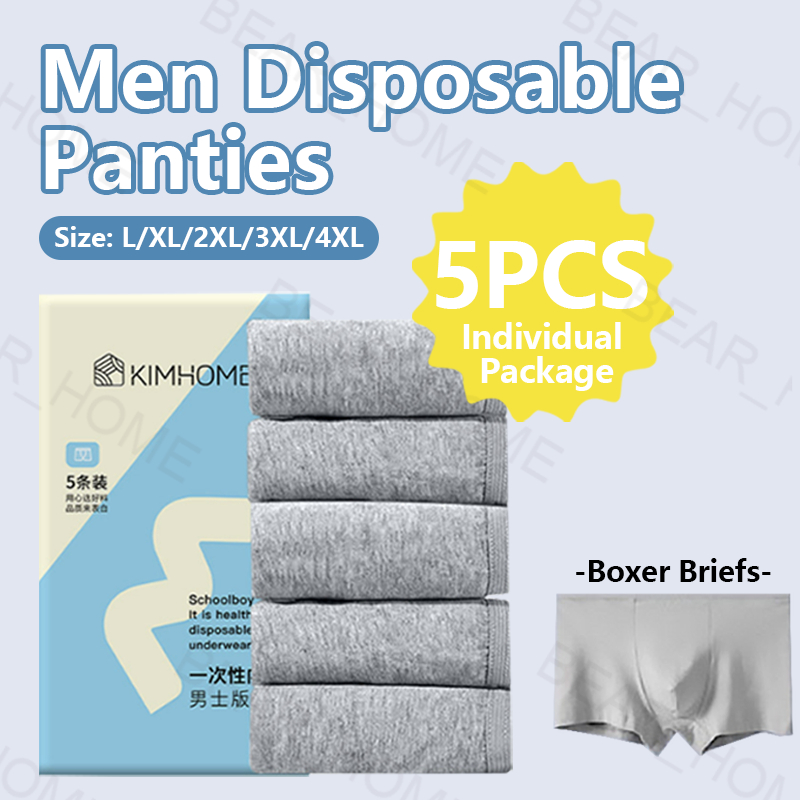 5PCS/Men's Disposable Underwear Portable Travel Business Trip Boxer ...