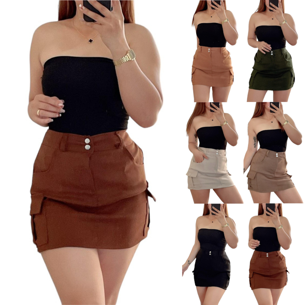 GC Trending Woven Stretch Cargo Skirt for Women |Sexy Woven 4 Pocket ...