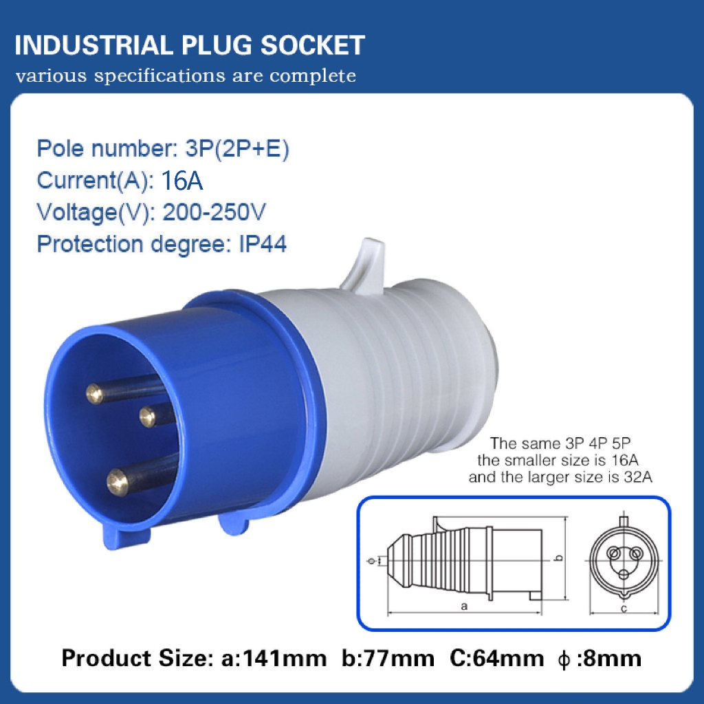 Electrical Industrial Plug and Socket 16A/32A 3P 4P 5P IP44 Waterproof Plug and Socket | Shopee ...