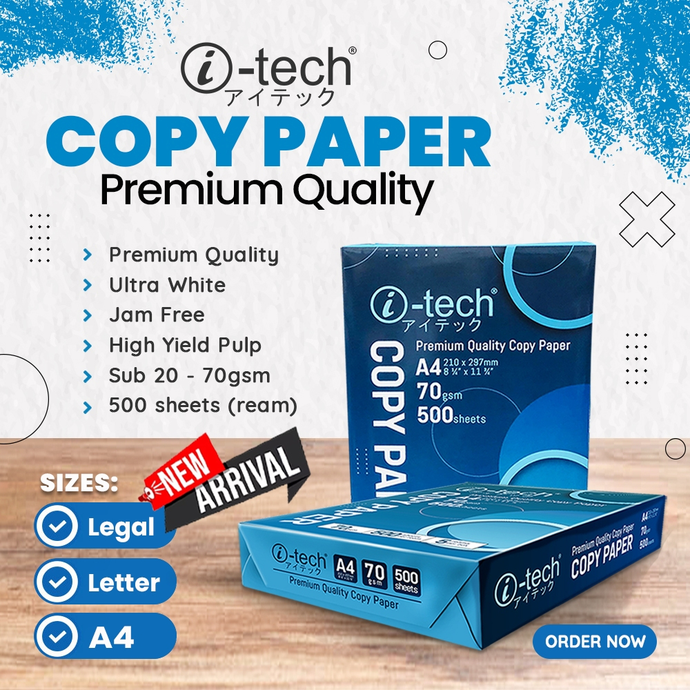 i-tech Bond Paper Copy Paper 70gsm School & Office Paper 500 sheets ...