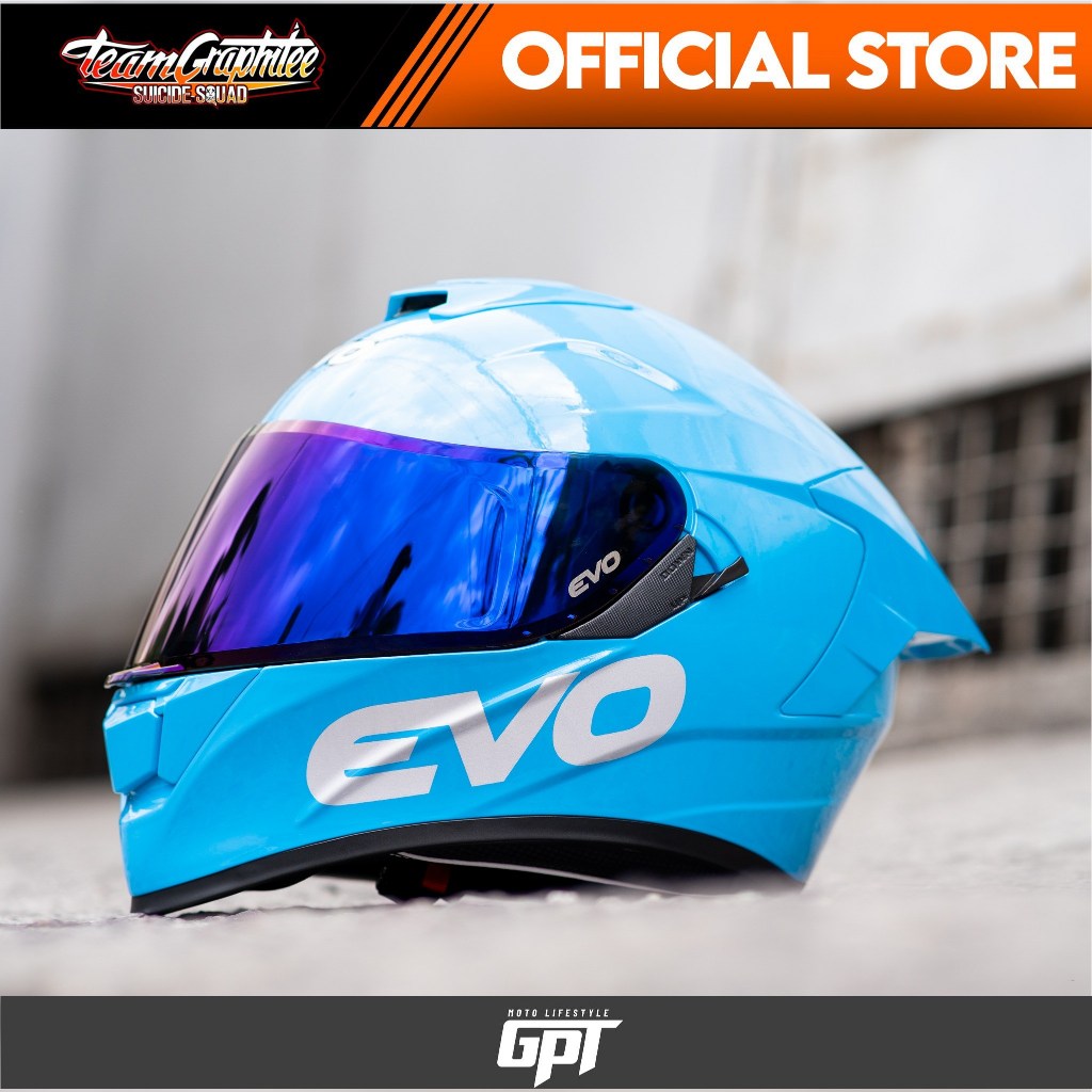 EVO HELMET GT PRO BLUE (801C) FULL FACE DUAL VISOR w/ FREE CLEAR LENS ...