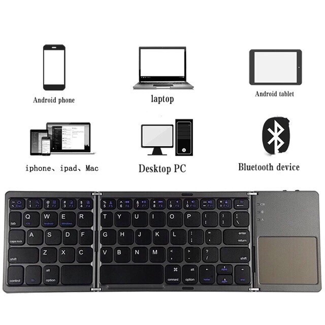 Original Folding Bluetooth Keyboard With Touchpad Rechargeable Portable Wireless Keyboard