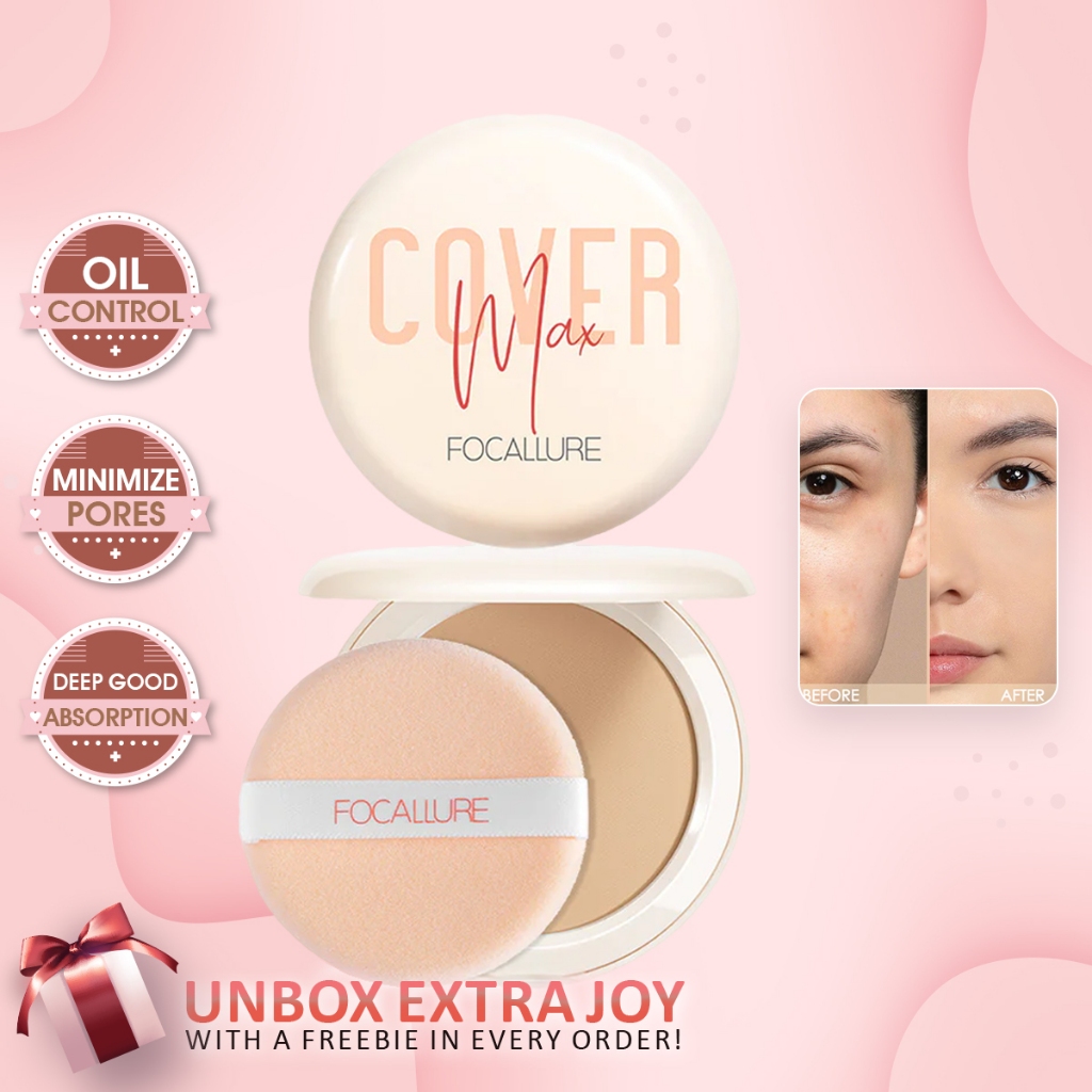 FOCALLURE Waterproof Powder Compact Perfect Cover Oil Control Matte Dry ...