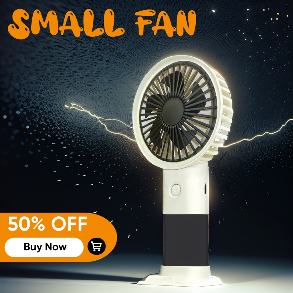 Portable Cute Mini Handy Rechargeable Stand Fan With Phone Holder Black ...